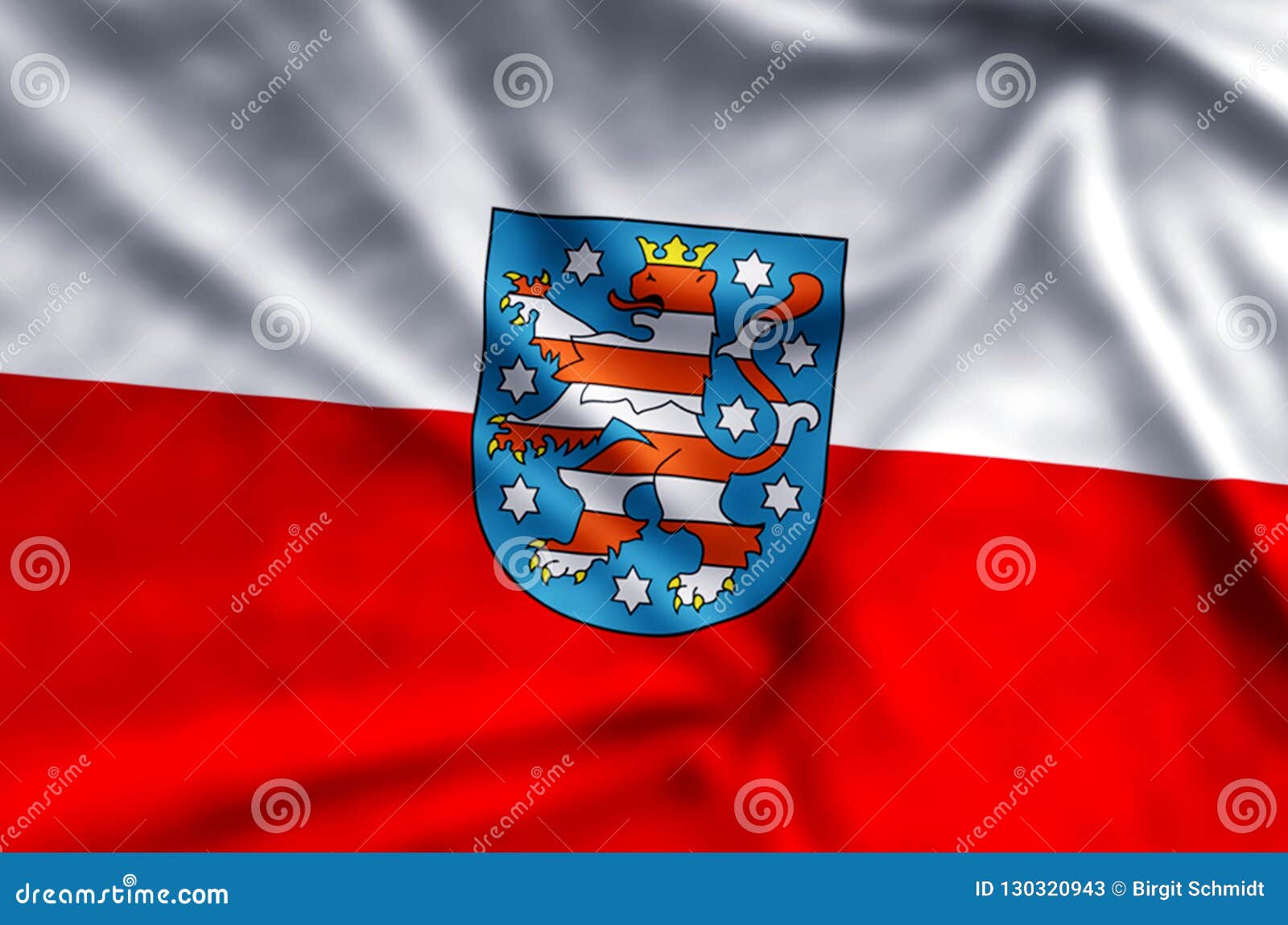 Thuringia Germany Colorful Waving And Closeup Flag Illustration Stock ...