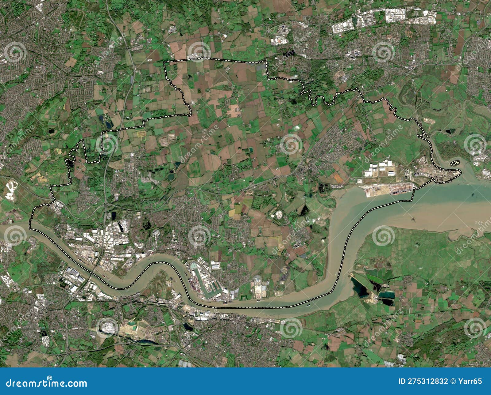 Thurrock, England - Great Britain. Low-res Satellite. No Legend Stock ...