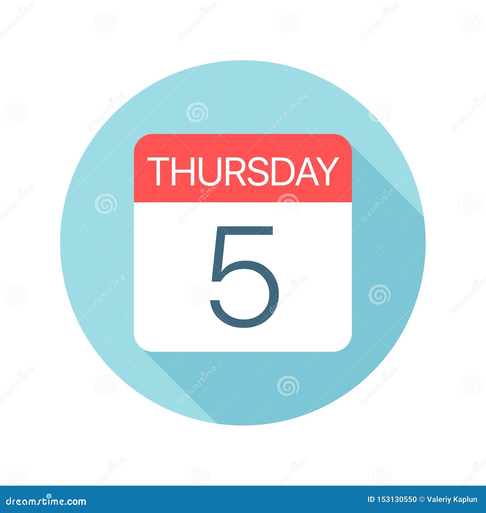 Thursday 5 - Calendar Icon. Vector Illustration of One Day of Week ...