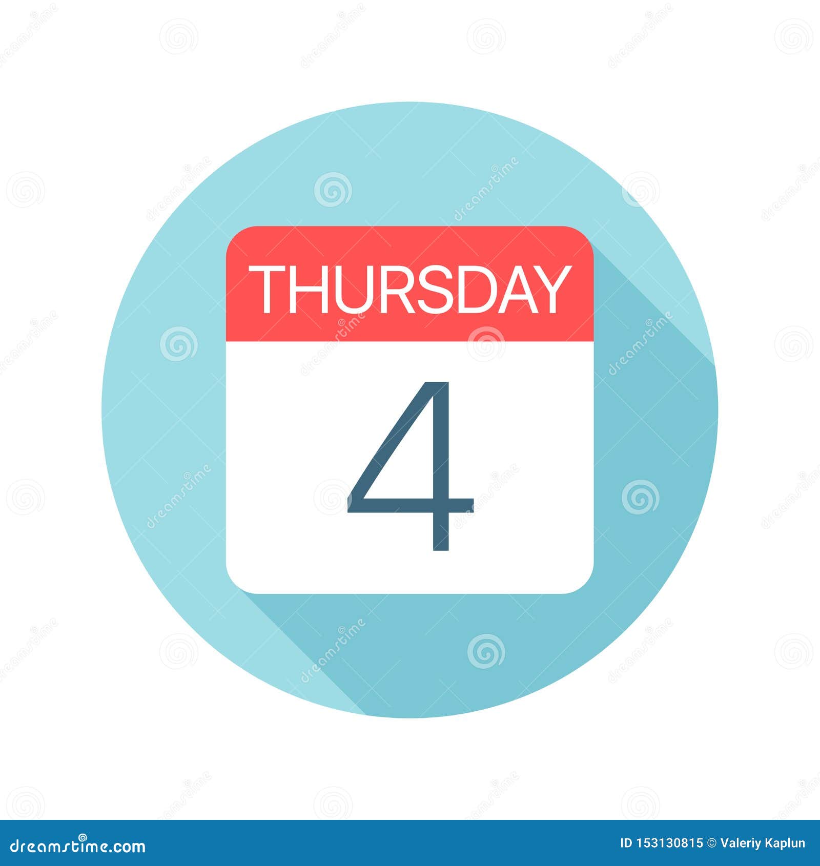 Thursday 4 - Calendar Icon. Vector Illustration of One Day of Week ...