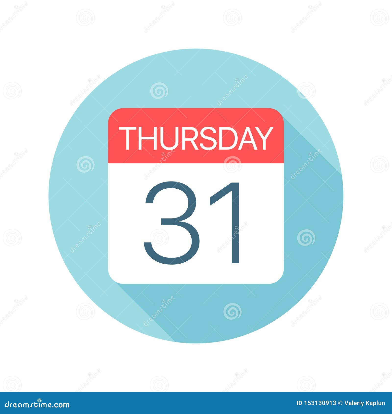 Thursday 31 - Calendar Icon. Vector Illustration of One Day of Week ...