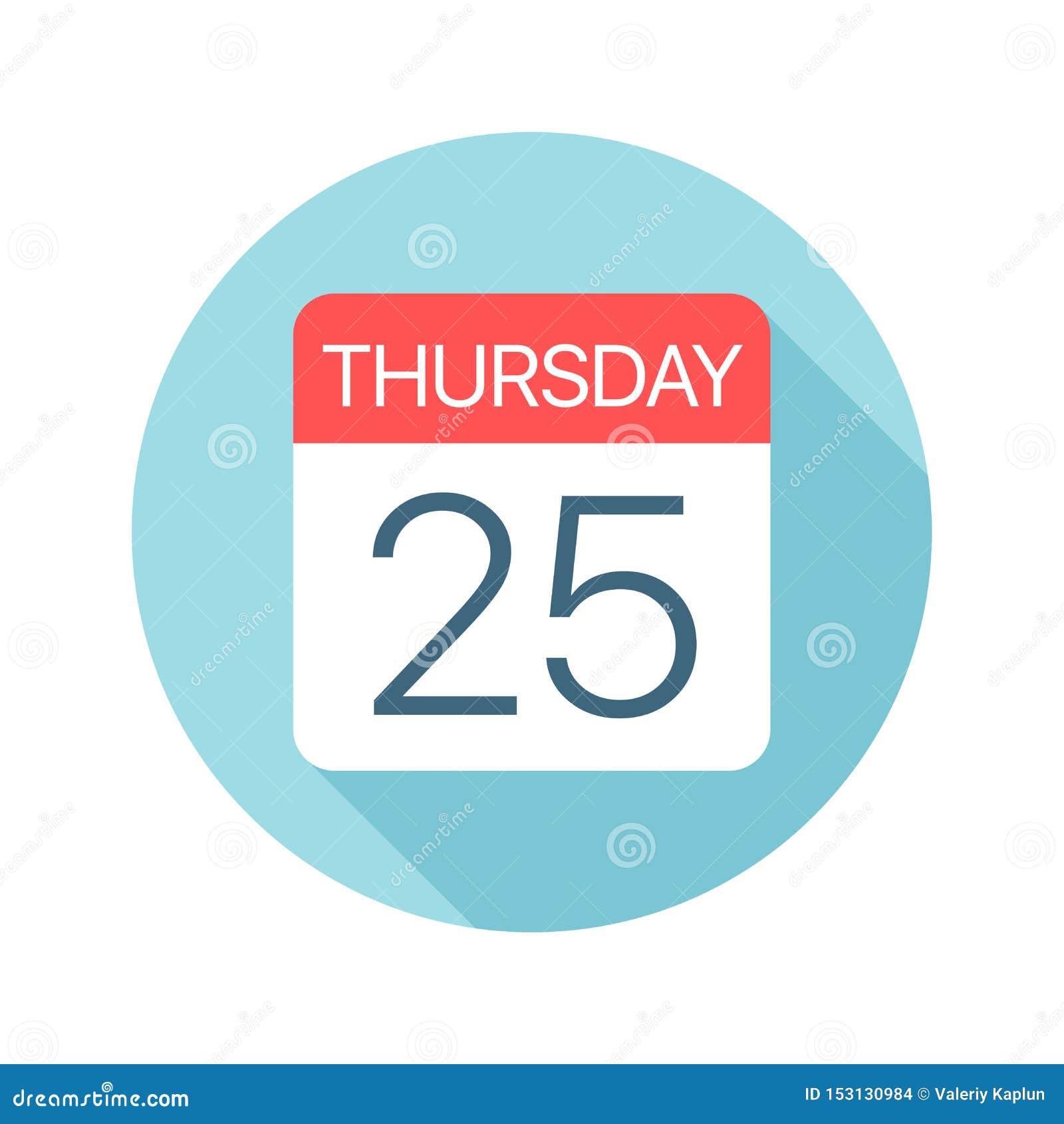 Thursday 25 - Calendar Icon. Vector Illustration of One Day of Week ...