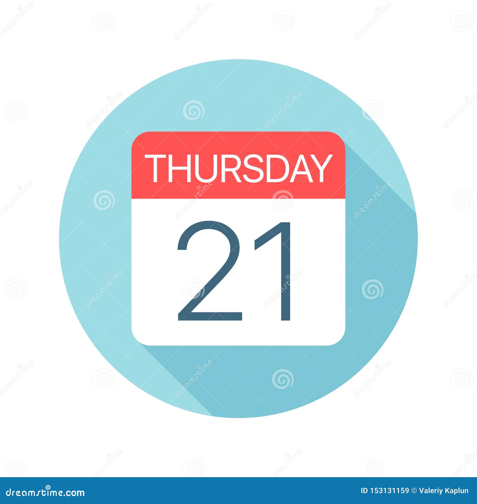 Thursday 21 - Calendar Icon. Vector Illustration of One Day of Week ...