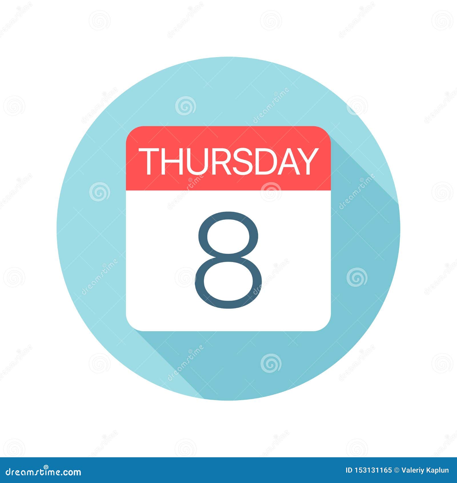 Thursday 8 - Calendar Icon. Vector Illustration of One Day of Week ...