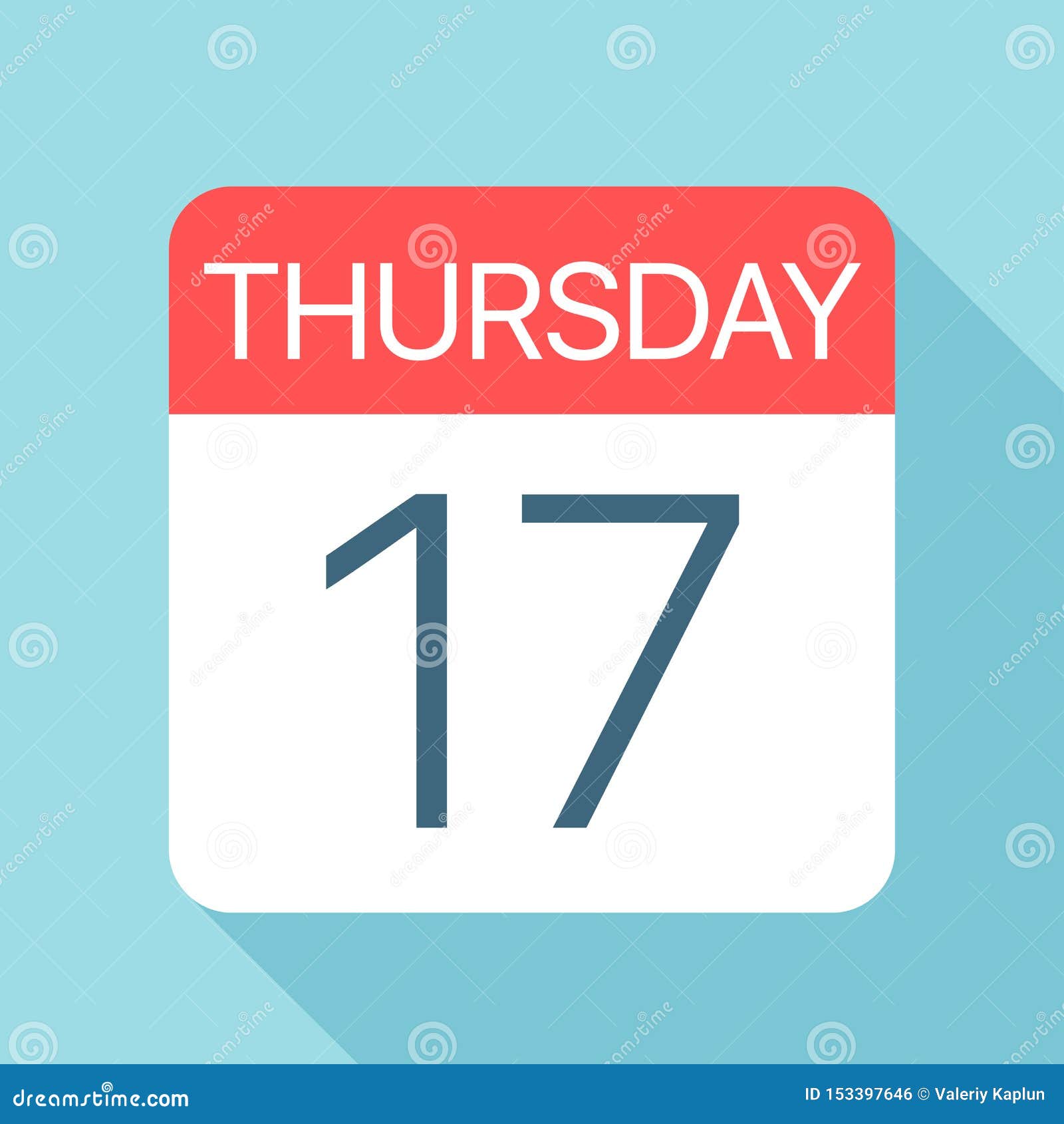 Thursday 17 - Calendar Icon. Vector Illustration of Week Day Paper Leaf ...