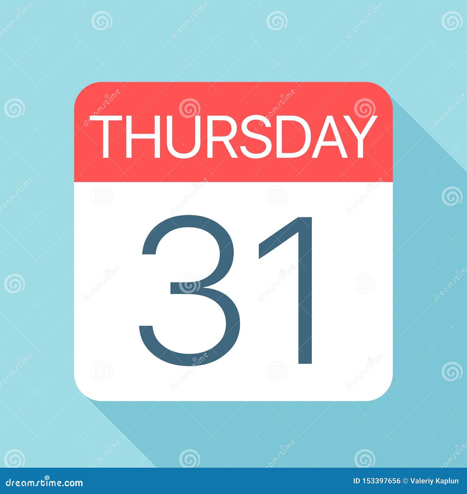 Thursday 31 - Calendar Icon. Vector Illustration of Week Day Paper Leaf ...
