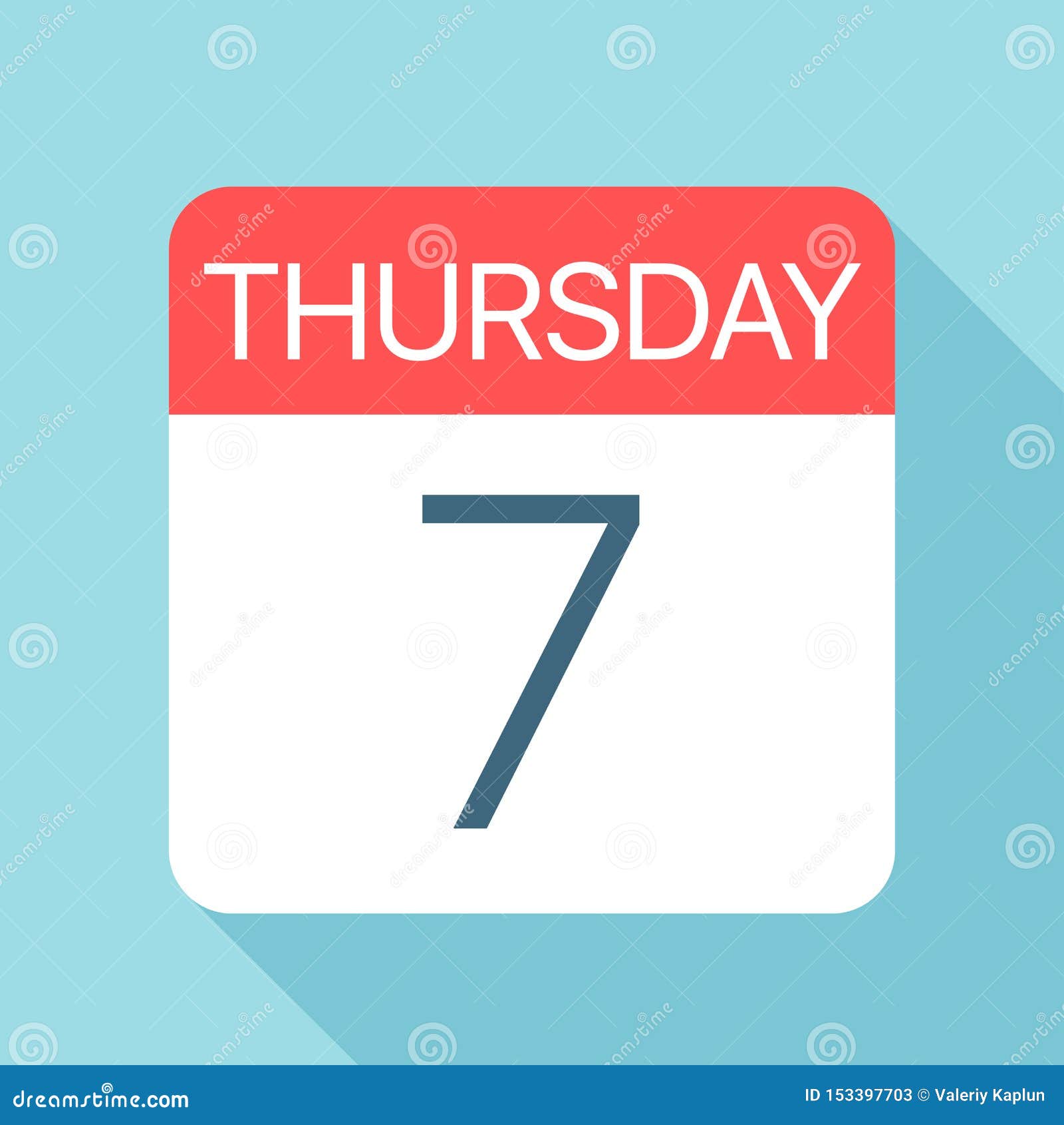 Thursday 7 - Calendar Icon. Vector Illustration of Week Day Paper Leaf ...