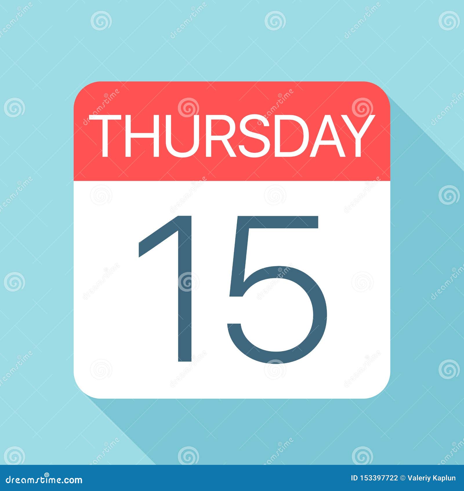 Thursday 15 - Calendar Icon. Vector Illustration of Week Day Paper Leaf ...