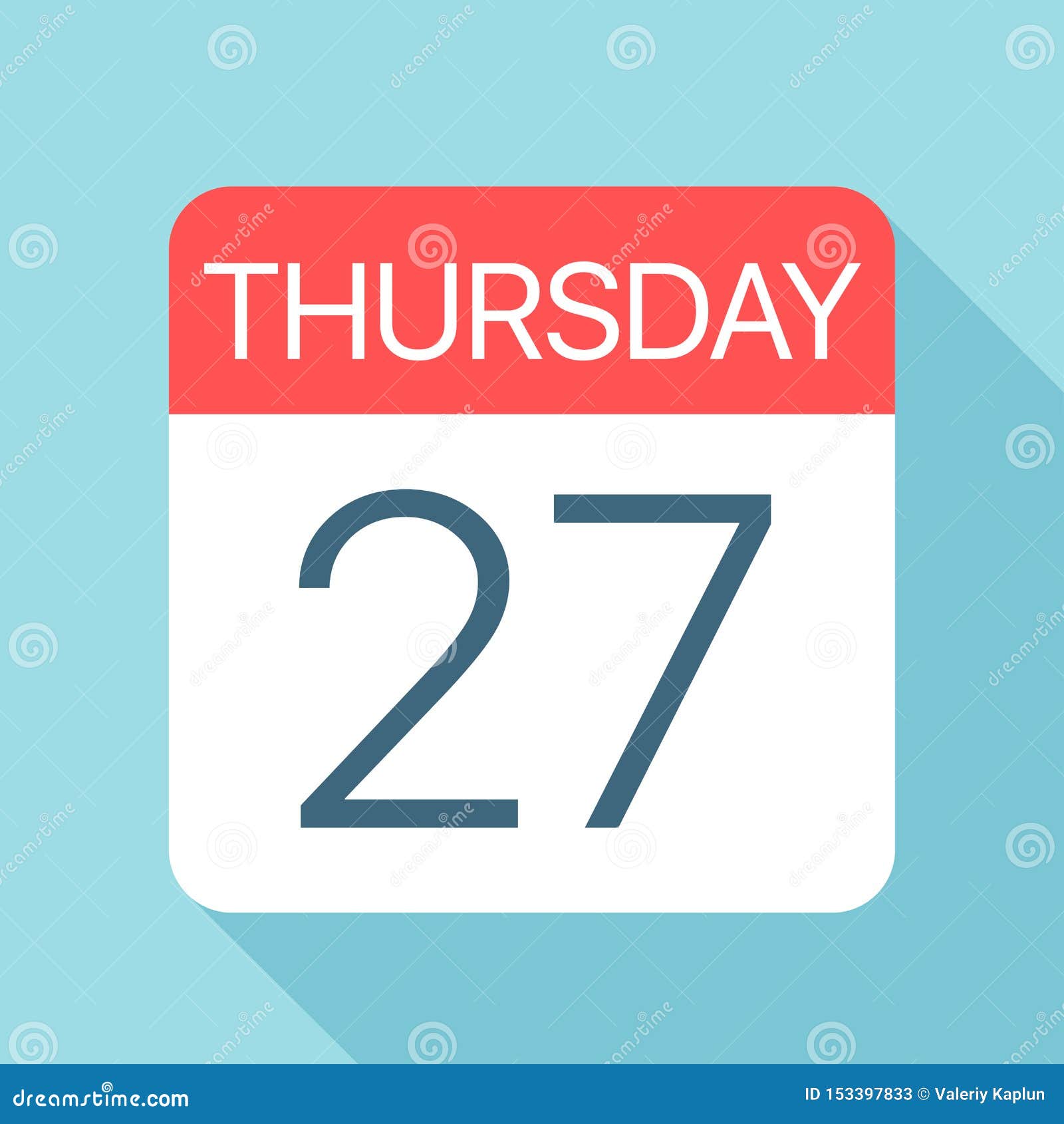 Thursday 27 - Calendar Icon. Vector Illustration of Week Day Paper Leaf ...