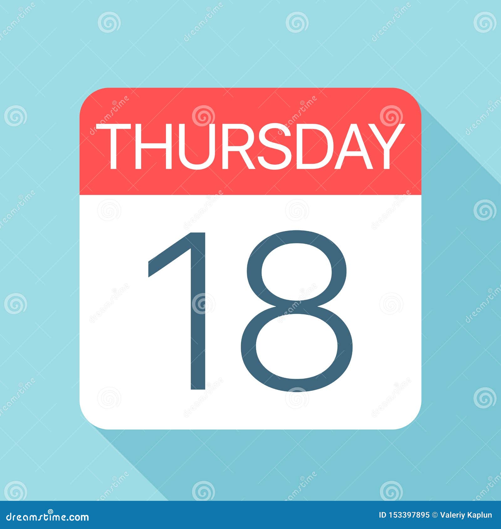 Thursday 18 - Calendar Icon. Vector Illustration of Week Day Paper Leaf ...