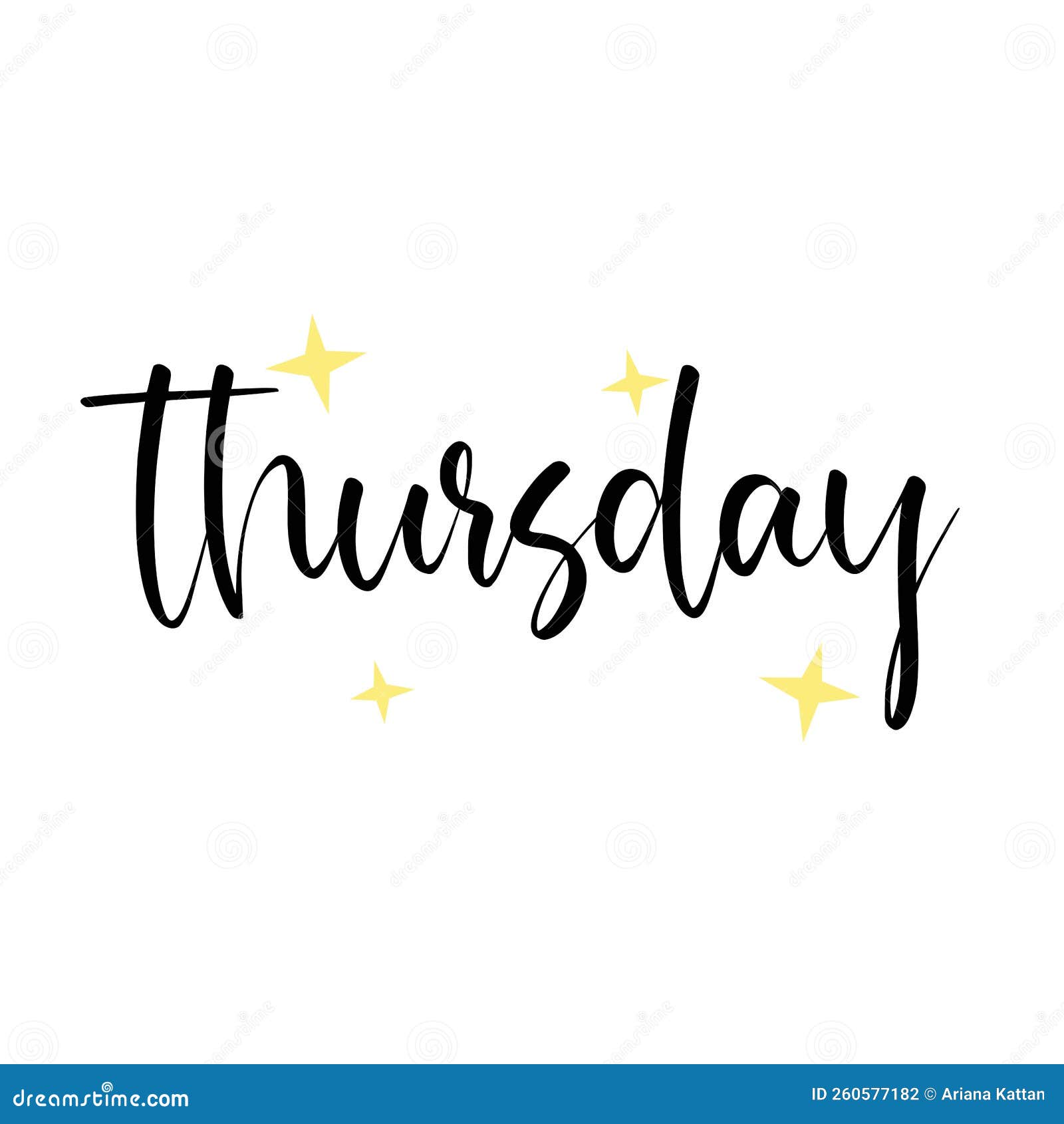 Thursday Calligraphy Lettering with Colorful Elements. Stock Vector ...