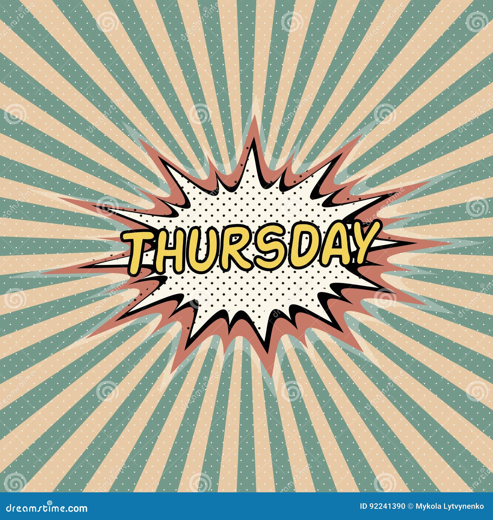 Thursday Day Week, Comic Sound Stock Vector - Illustration of flat ...