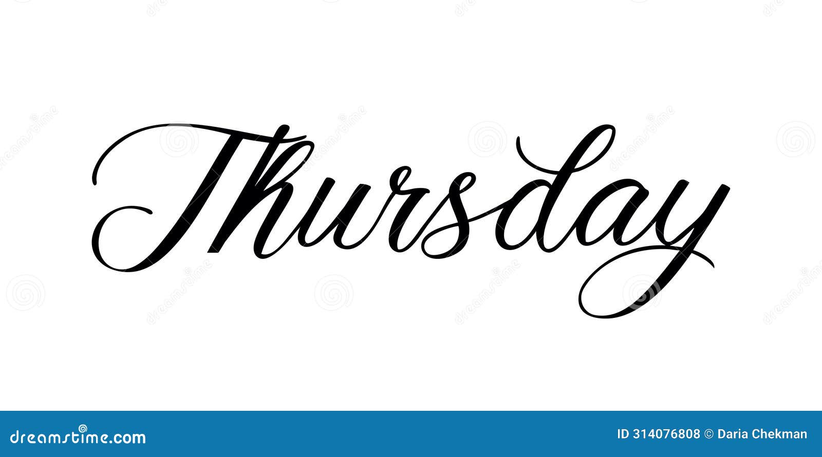 Thursday- Handwritten Text in Calligraphic Style on a White Background ...
