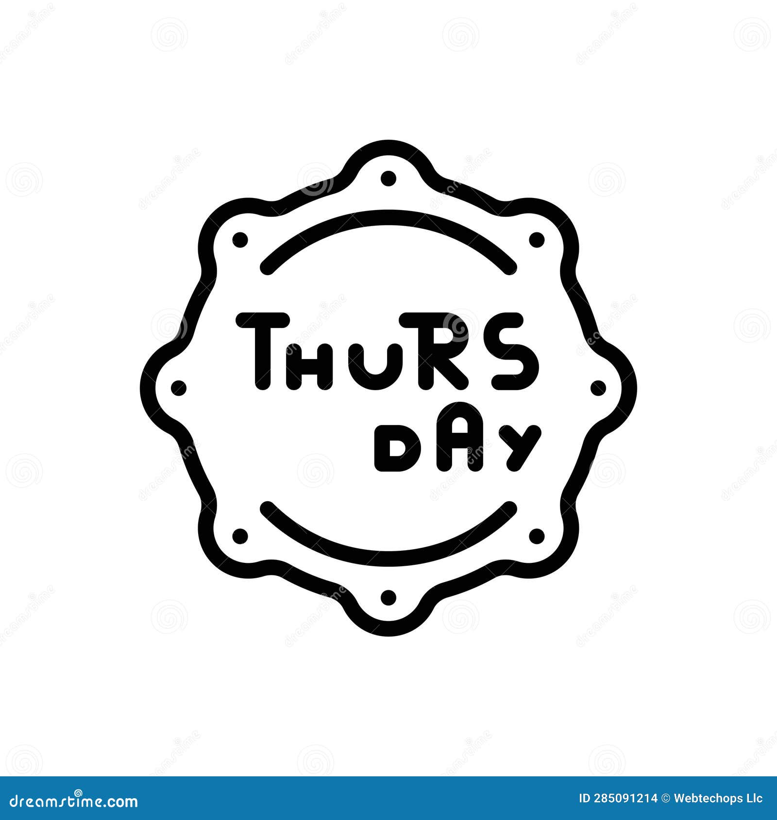 Black Line Icon for Thursday, Banner and Sticker Stock Vector ...