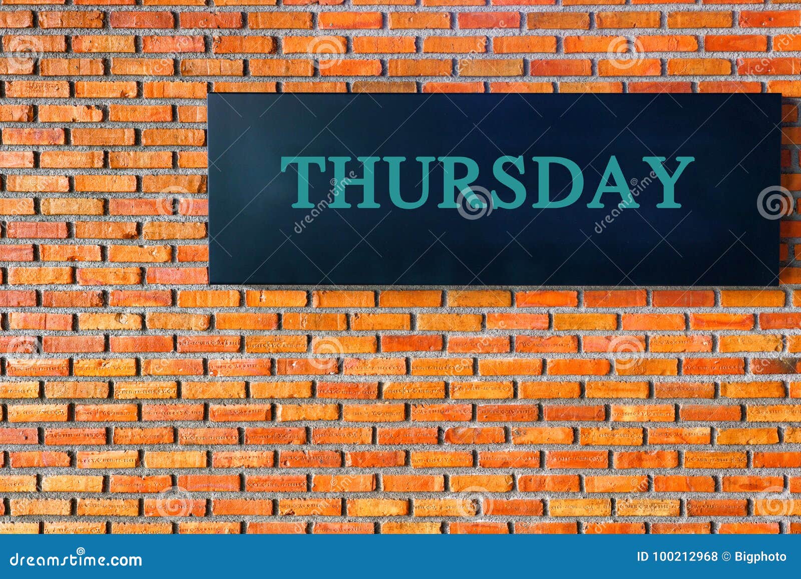 Thursday Letters on a Black Background with Brick Wall Stock ...