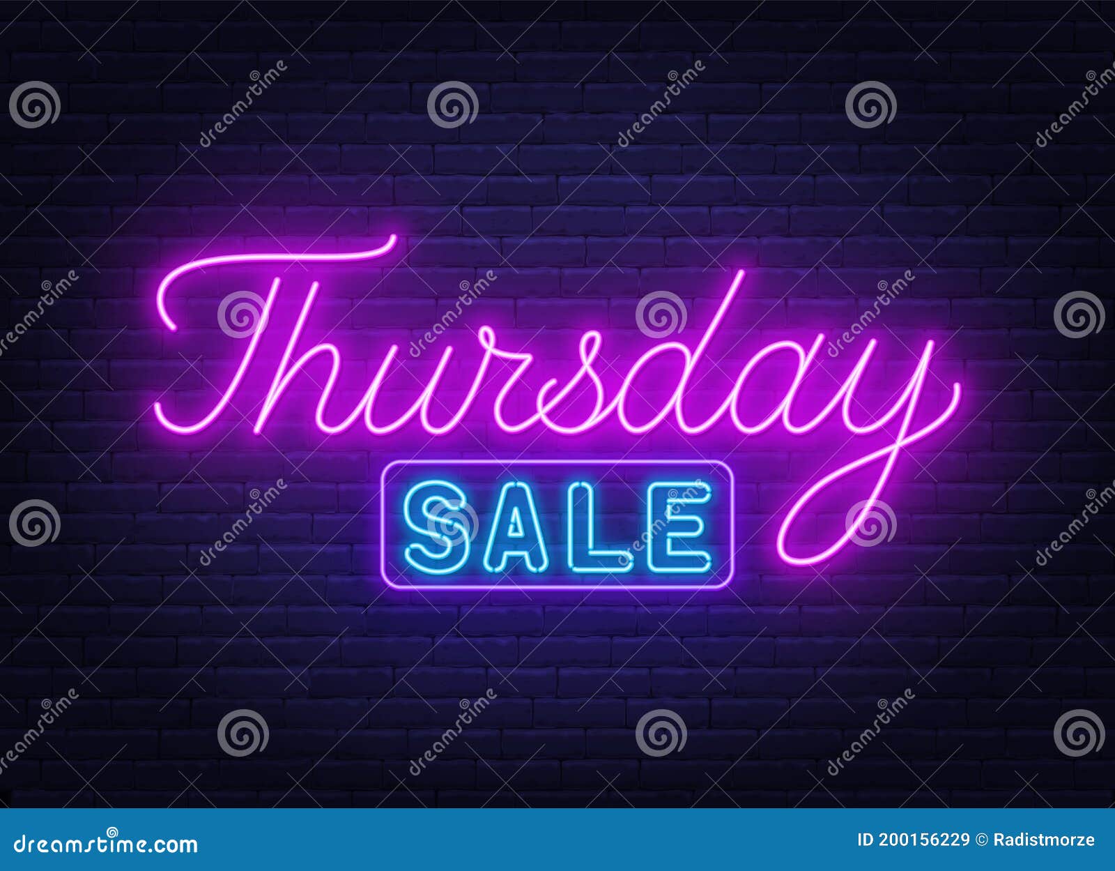 Thursday Sale Neon Sign on Brick Wall Background. Stock Vector ...