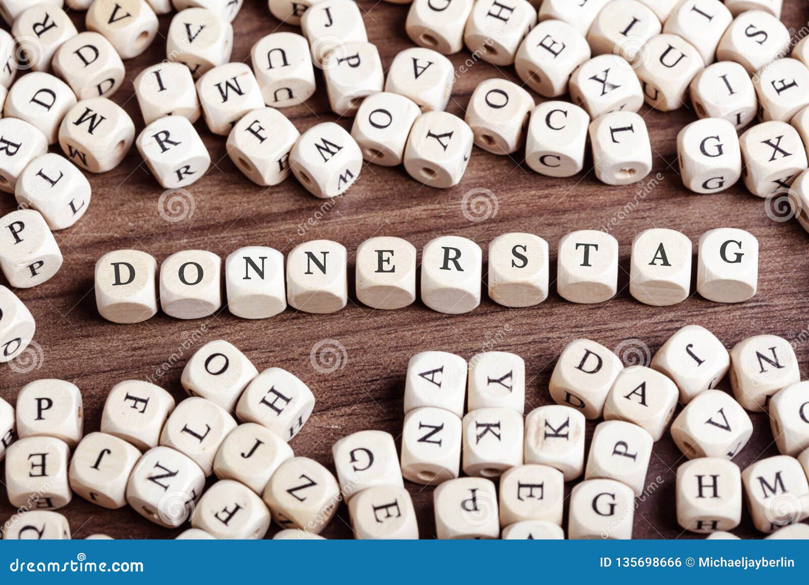 Thursday Week Day in German Language Stock Photo - Image of dices ...