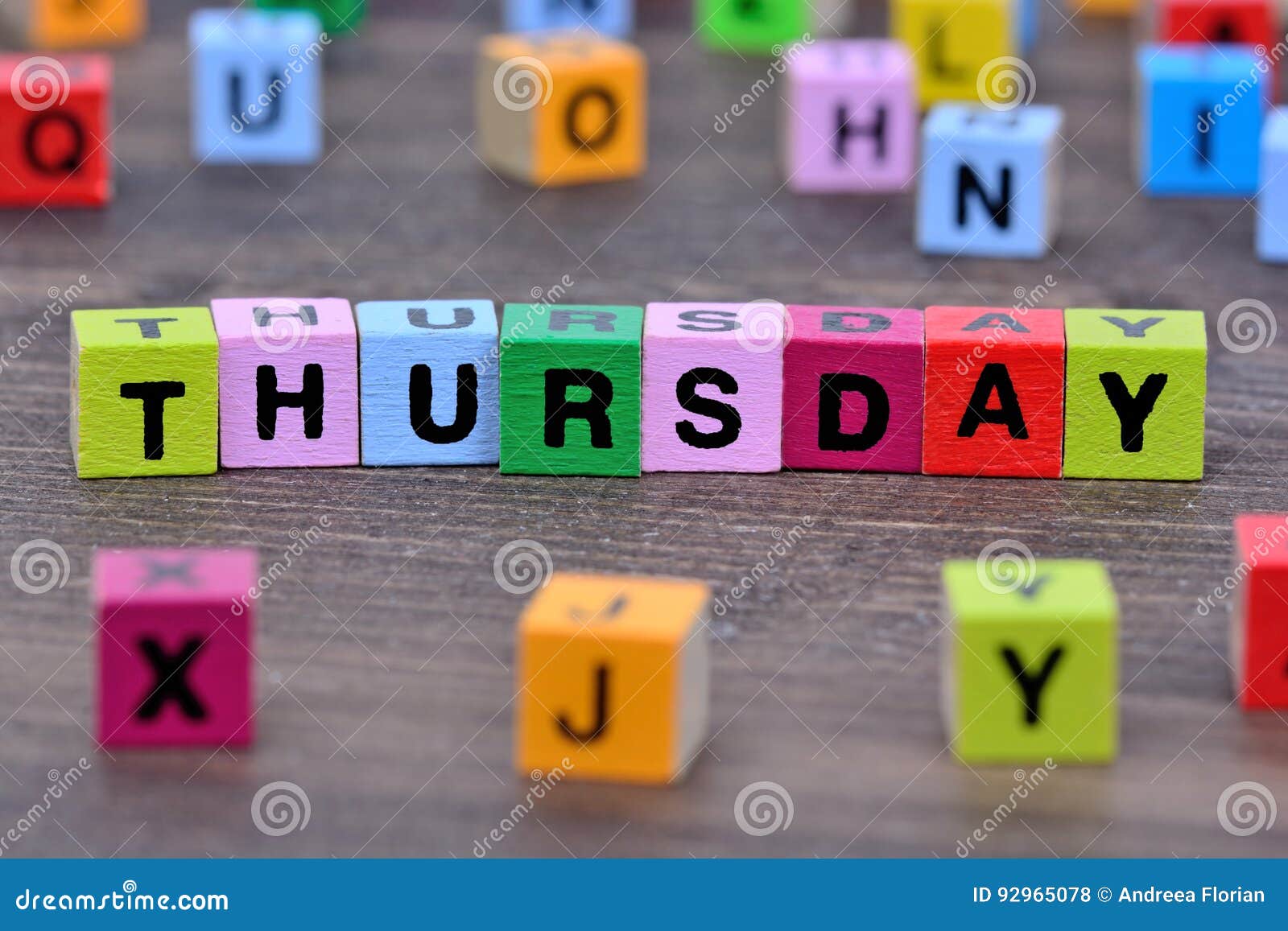 Thursday word on table stock photo. Image of text, childhood - 92965078