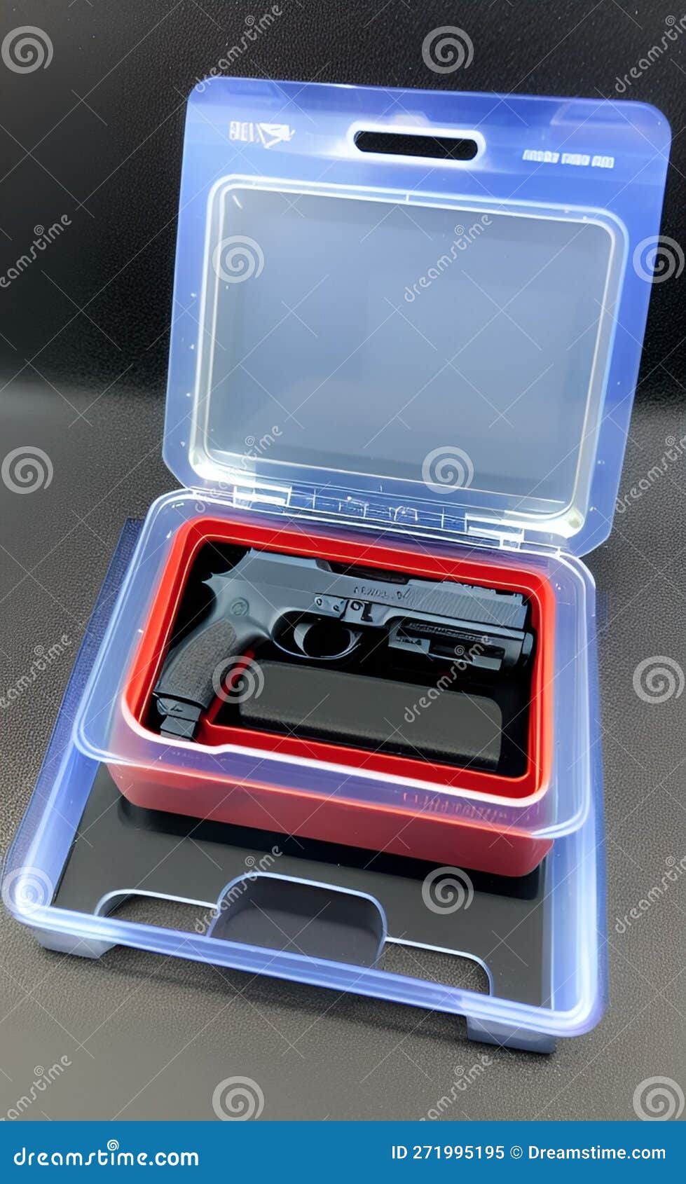 Futuristic Gun in a Red Neon Light Case Stock Illustration ...