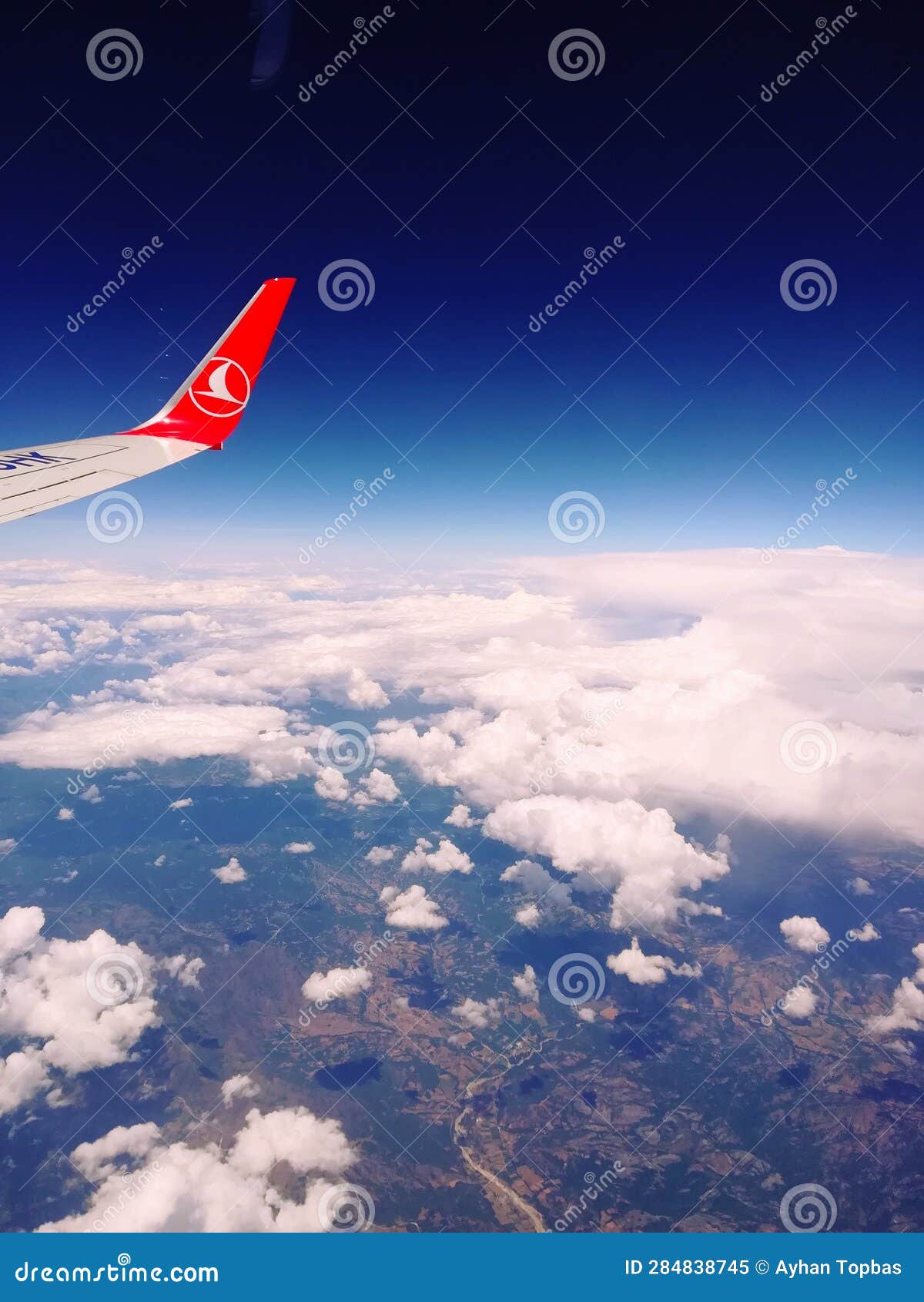 THY Flight Plane Clouds Blue Sky - Summer Turkish Editorial Image ...