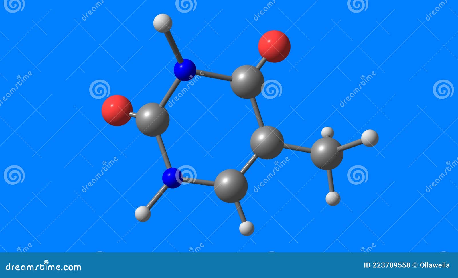 Thymine Molecular Structure Isolated on Blue Stock Illustration ...