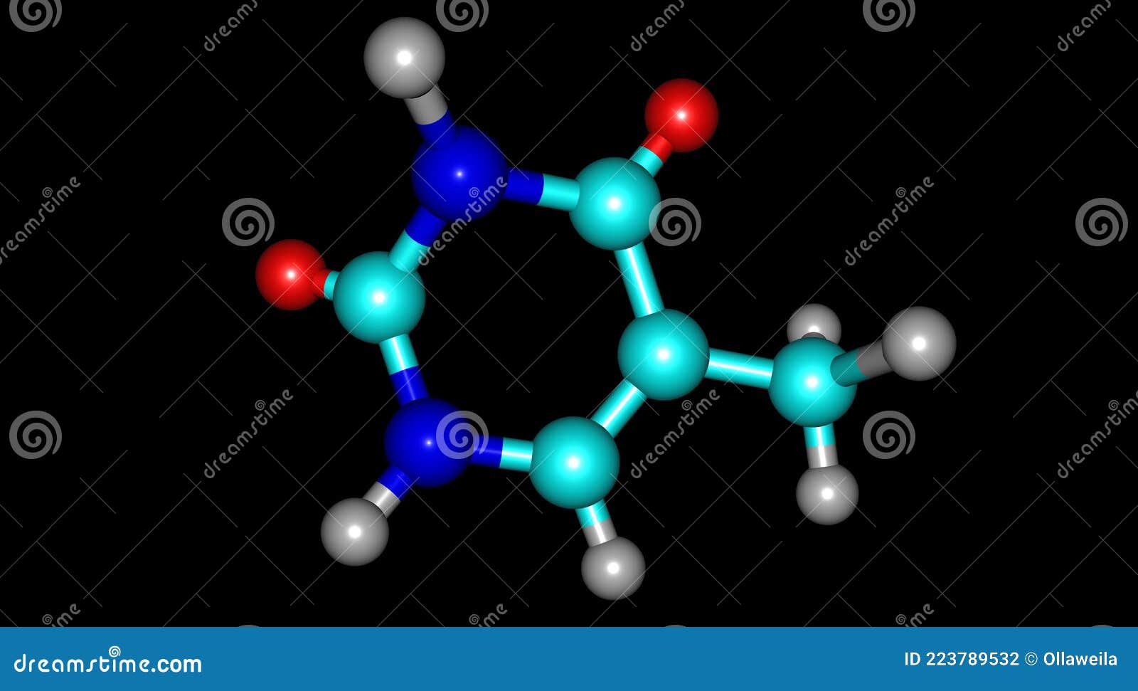 Thymine Molecular Structure Isolated on White Stock Illustration ...