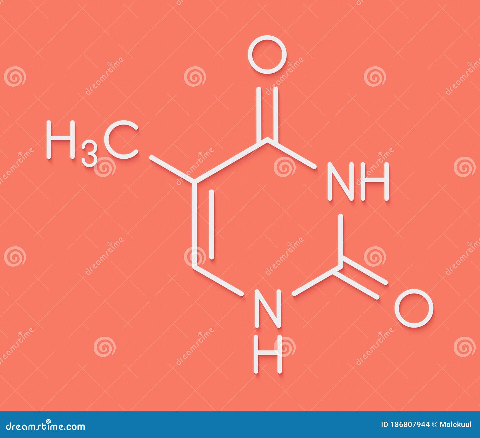Thymine, T, Thy, Nucleobase, Chemical Formula And Skeletal Structure ...