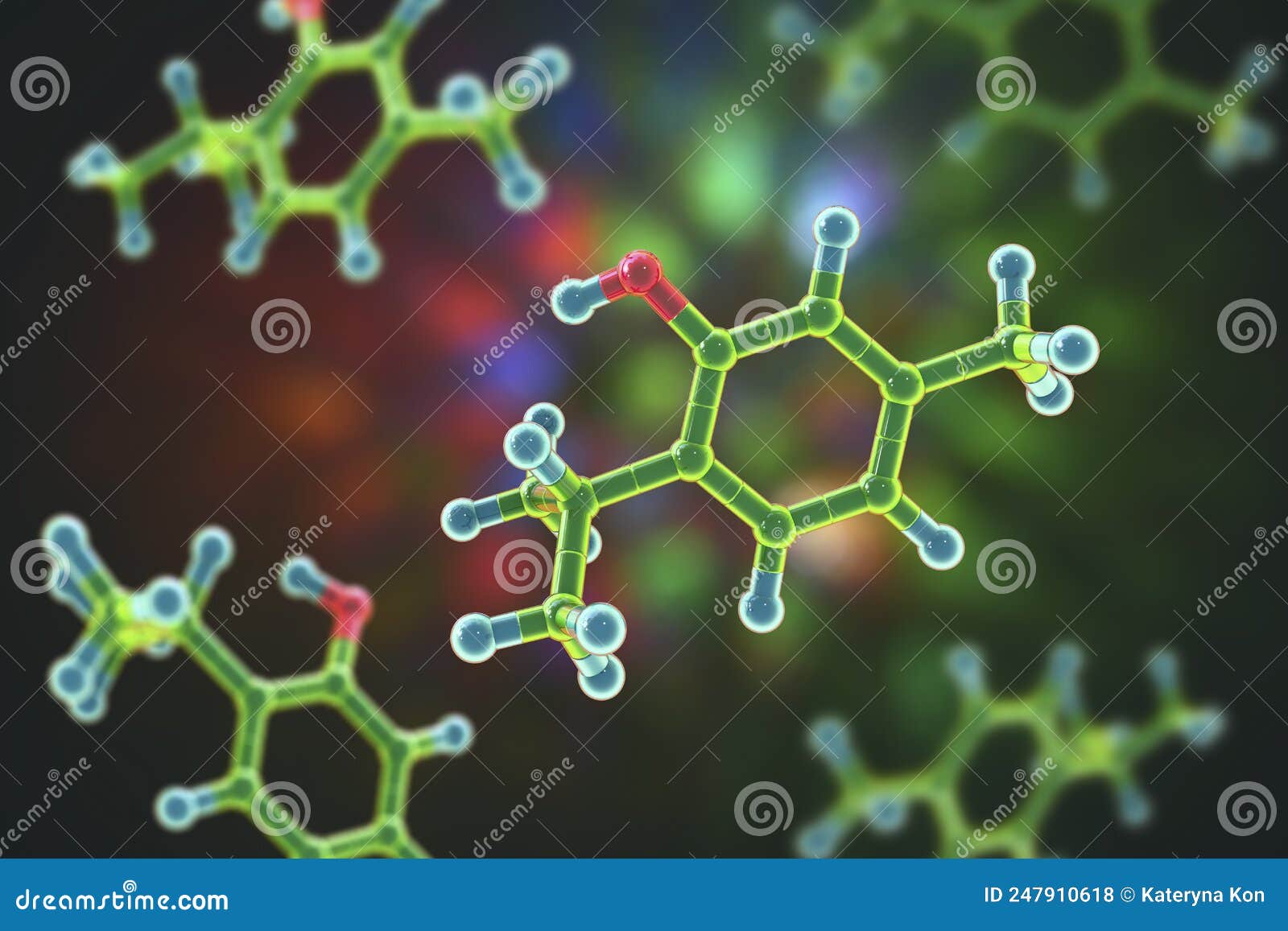 Thymol Molecule, 3D Illustration Stock Illustration - Illustration of ...