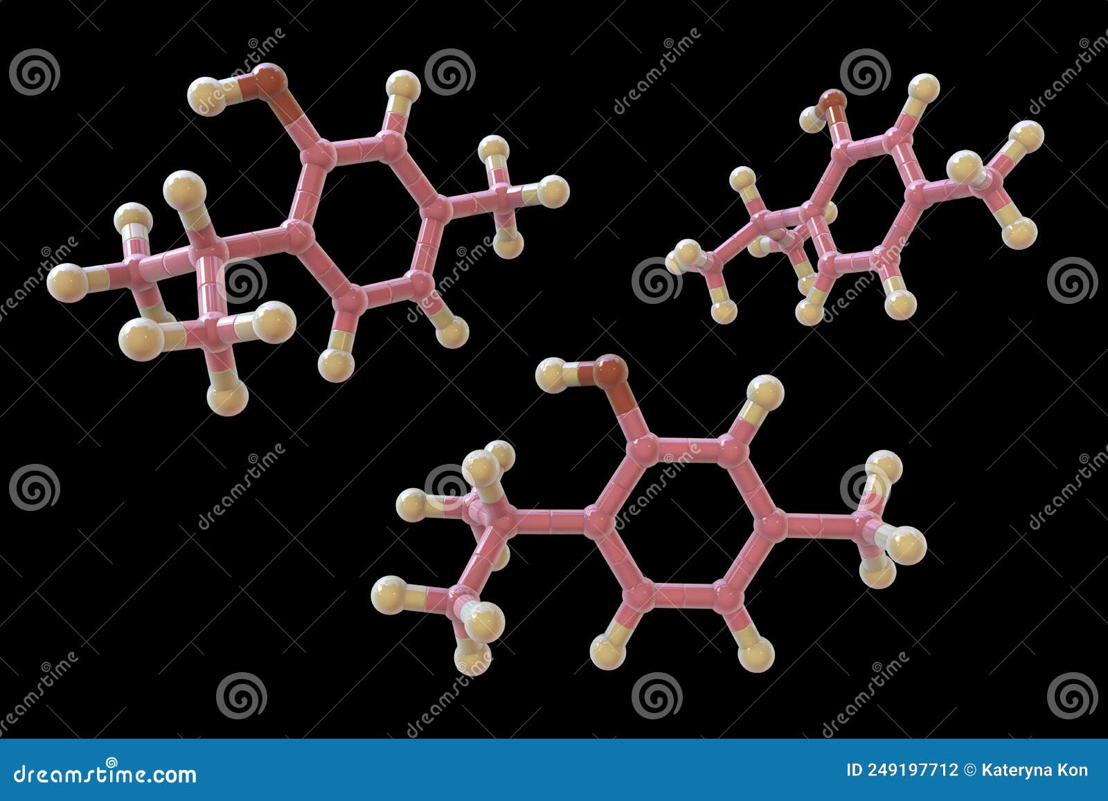 Thymol Molecule, 3D Illustration Stock Illustration - Illustration of ...