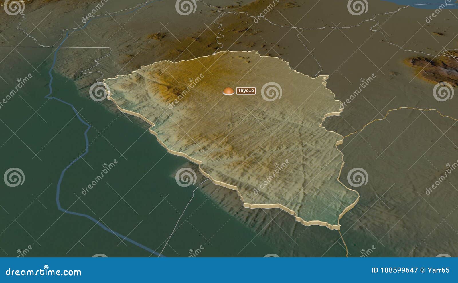 Thyolo, Malawi - Extruded with Capital. Relief Stock Illustration ...