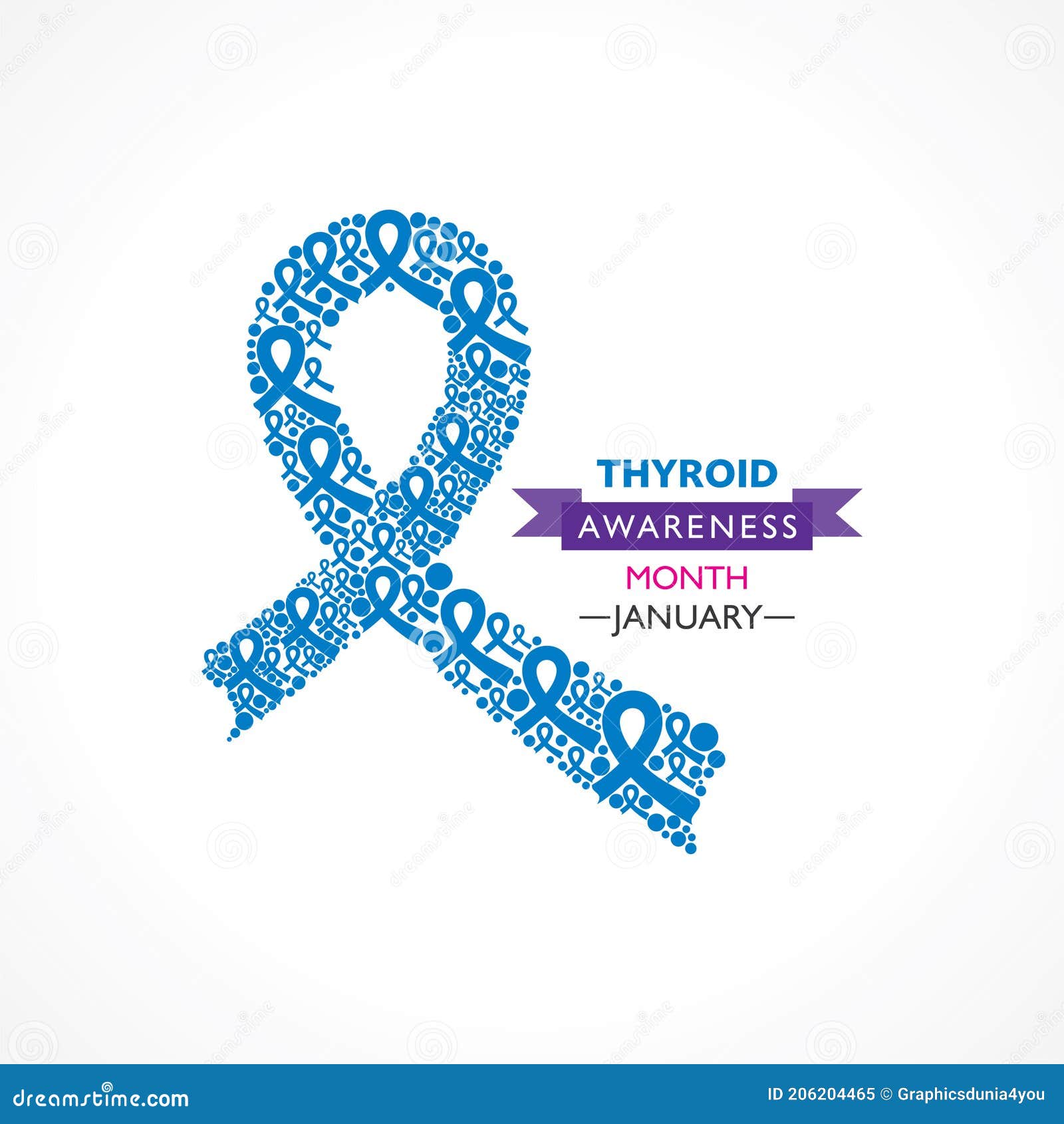 Thyroid Awareness Ribbon Cartoon Vector | CartoonDealer.com #91824261