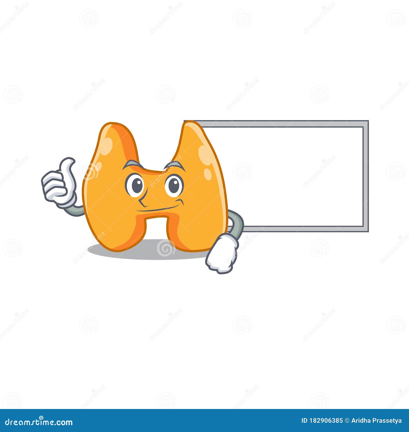 Thyroid Cartoon Design with Thumbs Up Finger Bring a White Board Stock ...
