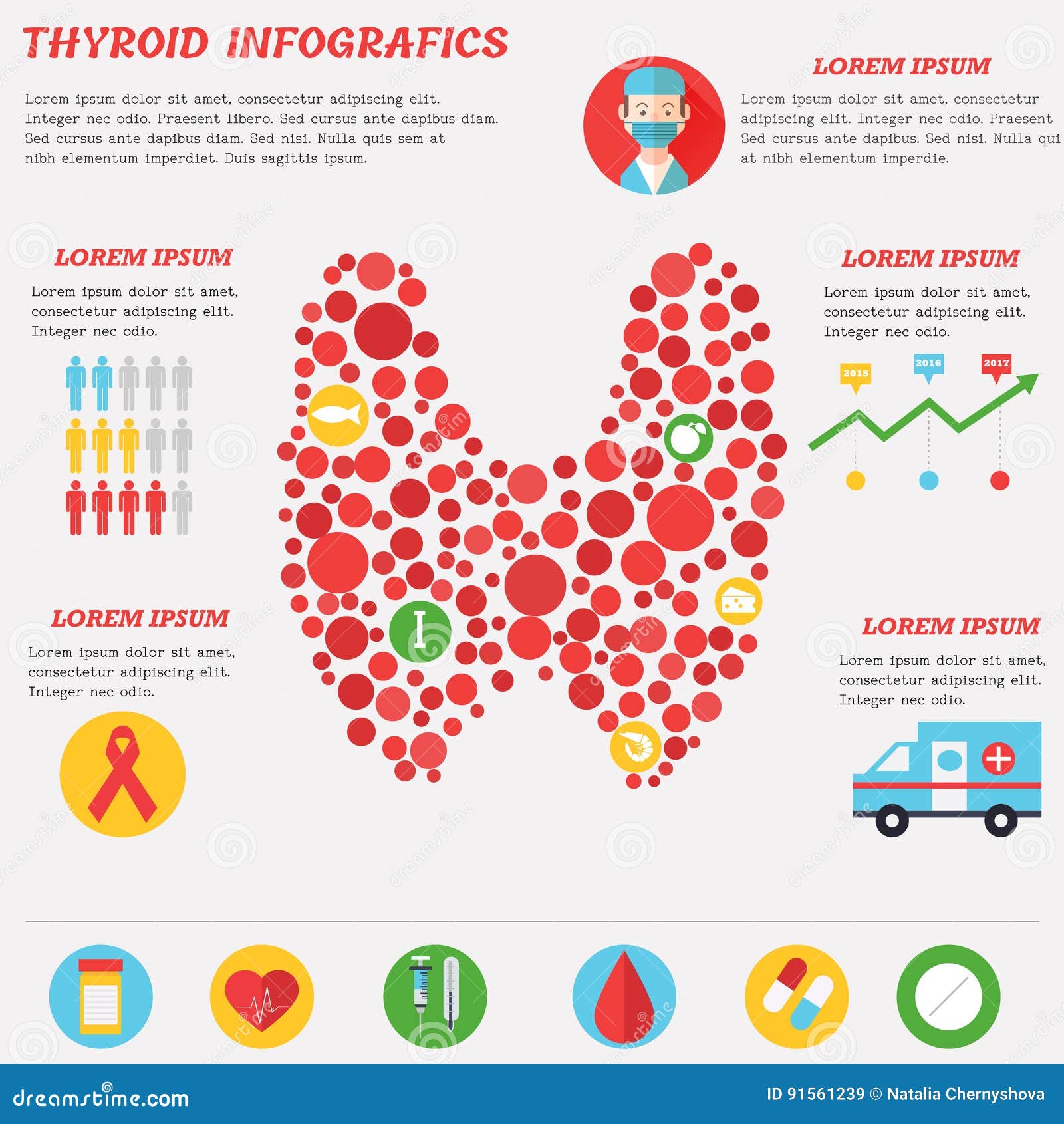 Thyroid Infographics with Elements in Flat Style. Stock Vector ...