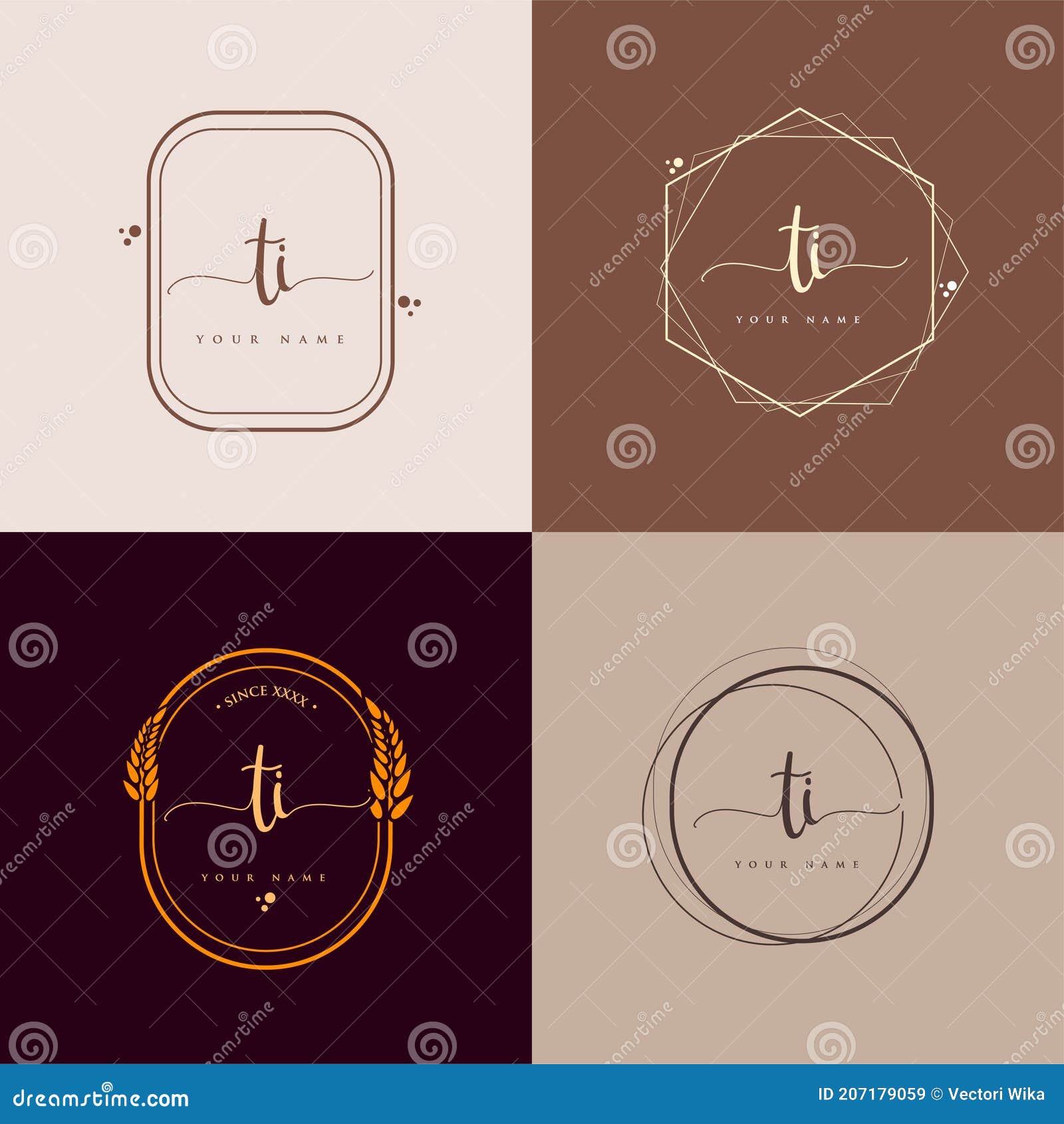 TI Initial Handwriting Logo Vector Sets. Hand Lettering Initials Logo ...