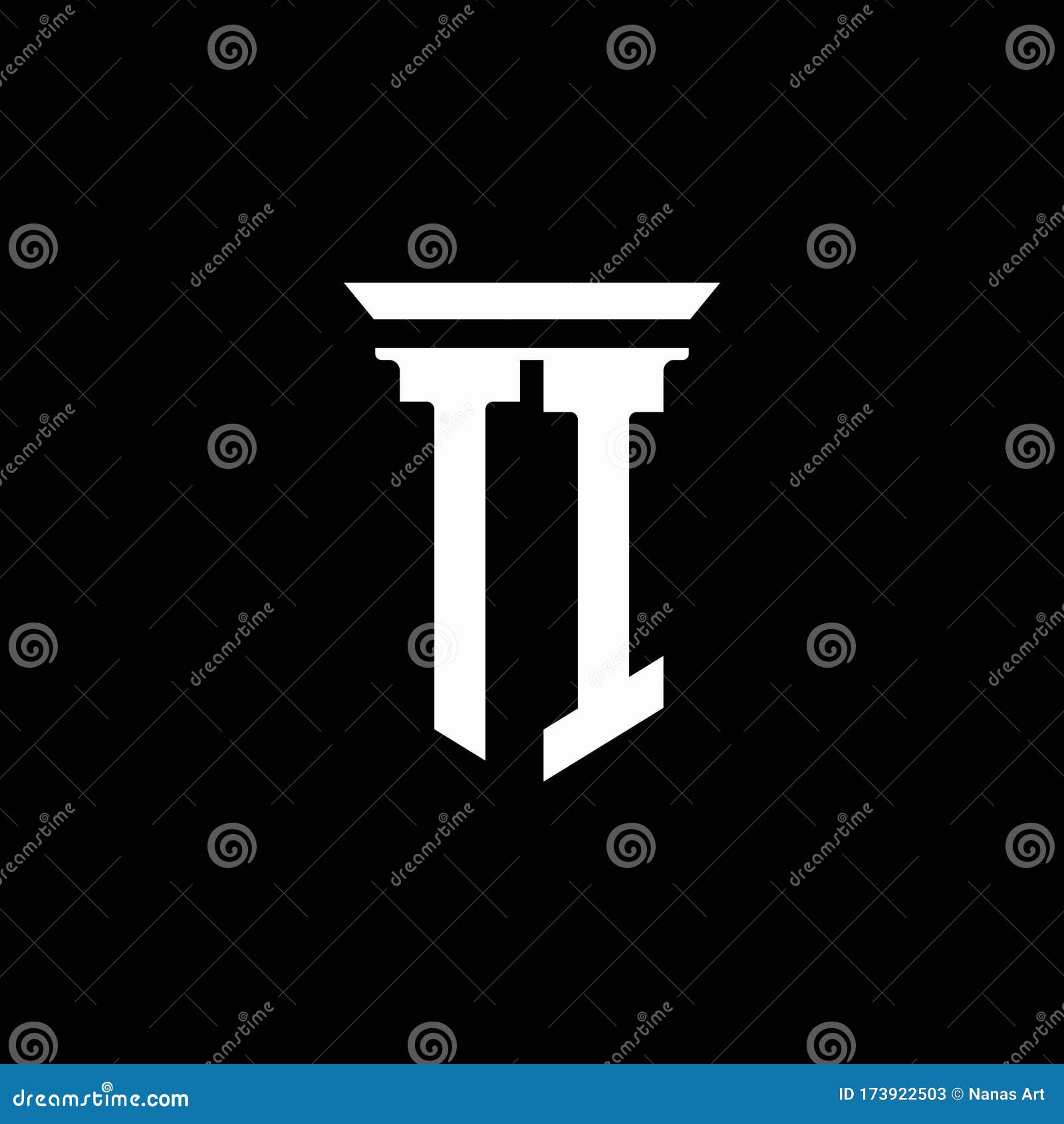 TI Monogram Logo with Emblem Style Isolated on Black Background Stock ...
