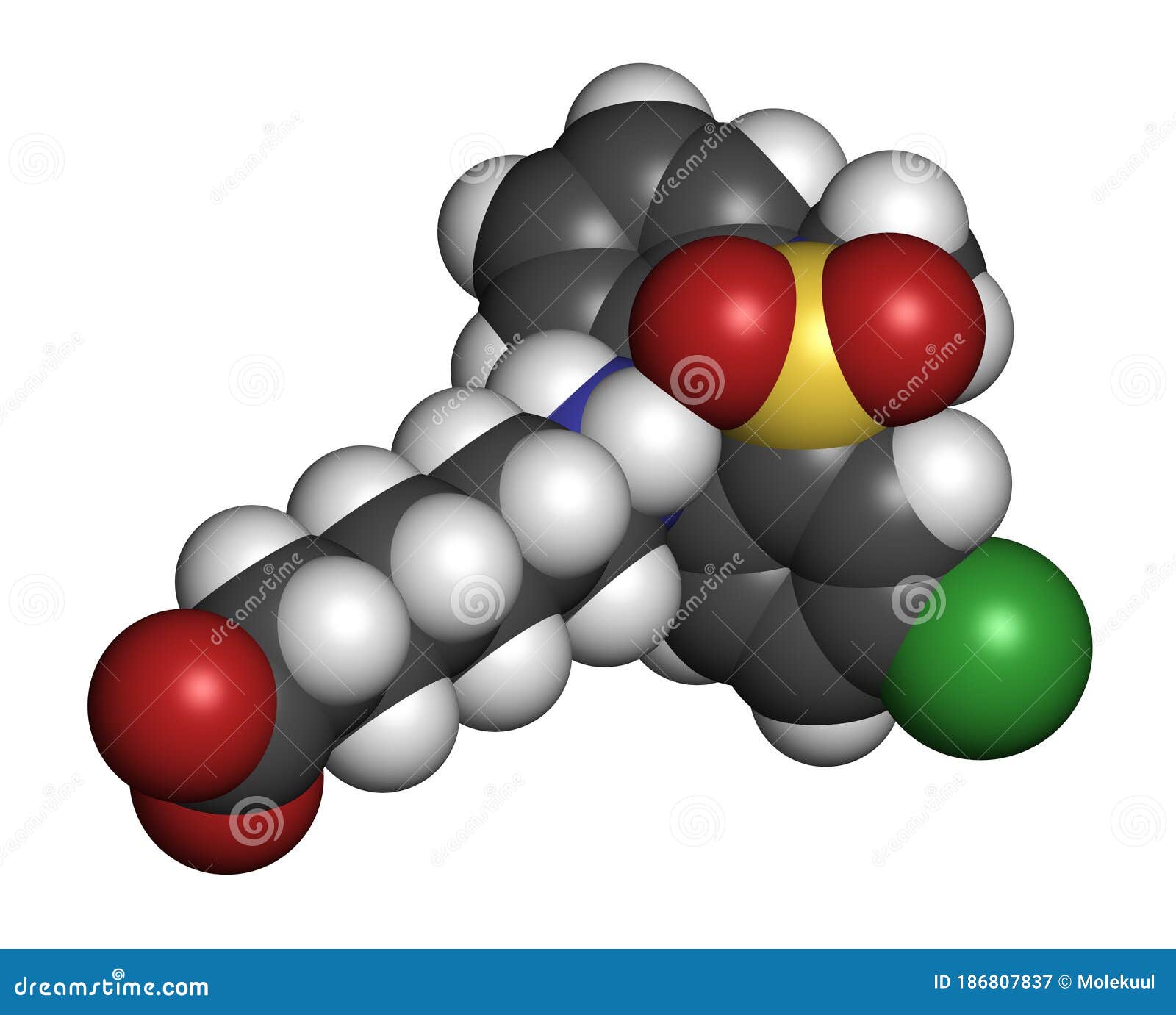 Tianeptine Antidepressant Drug Molecule. 3D Rendering Stock ...