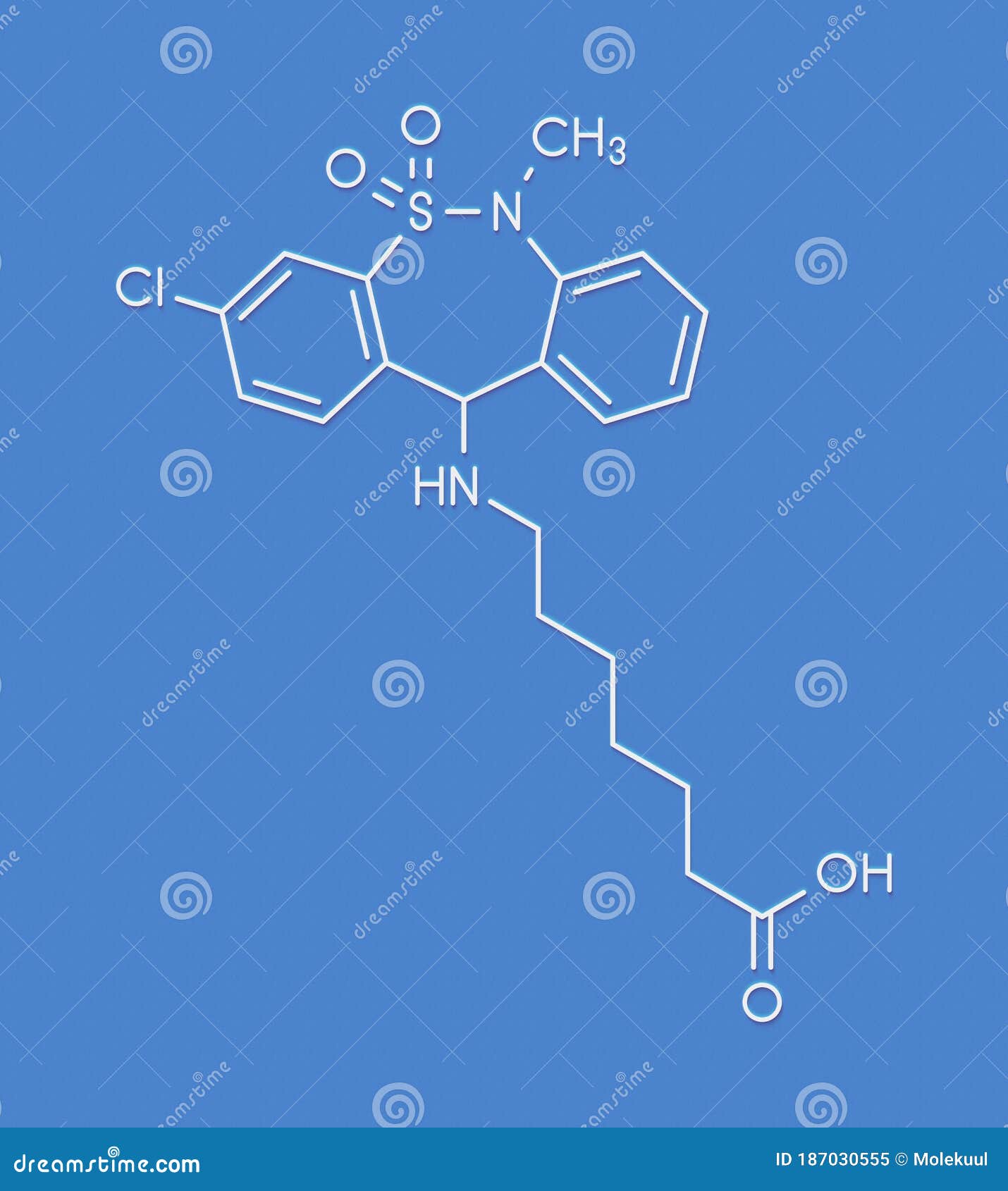 Tianeptine Antidepressant Drug Molecule. 3D Rendering. Atoms Are ...
