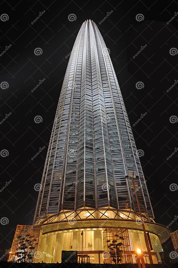 The Tianjin Tower at night stock image. Image of company - 25509847