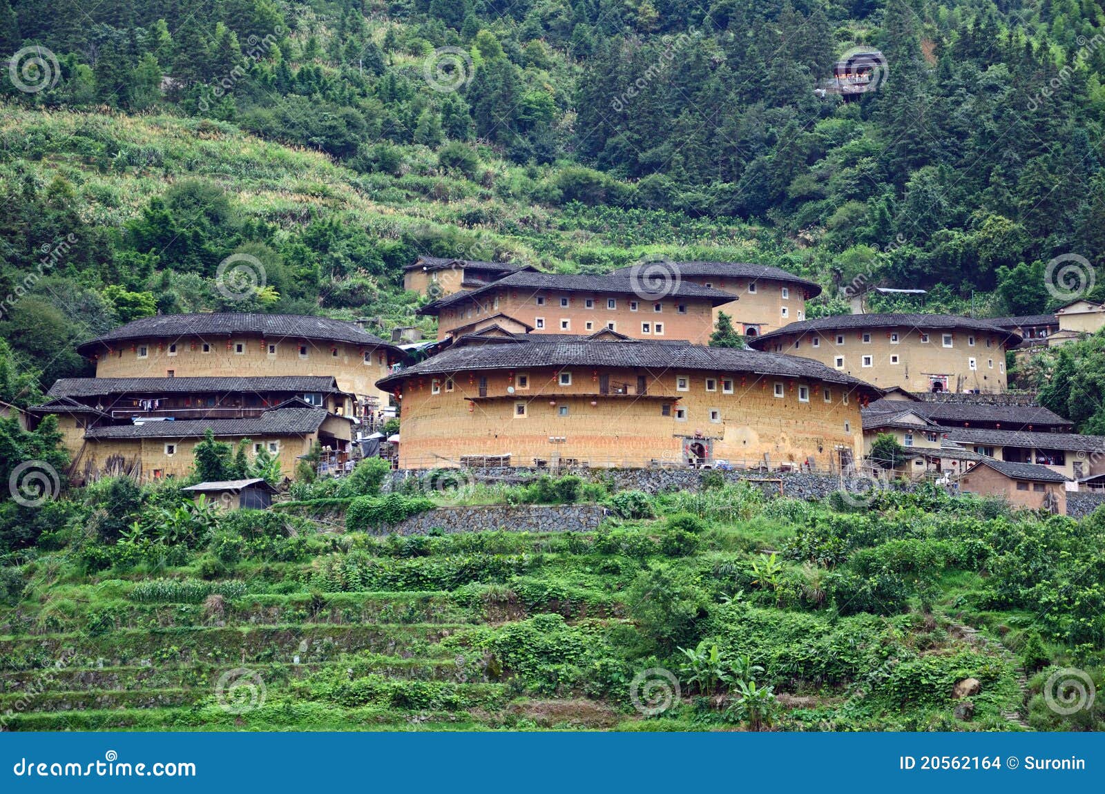 Tianluokeng Tulou cluster stock photo. Image of round - 20562164