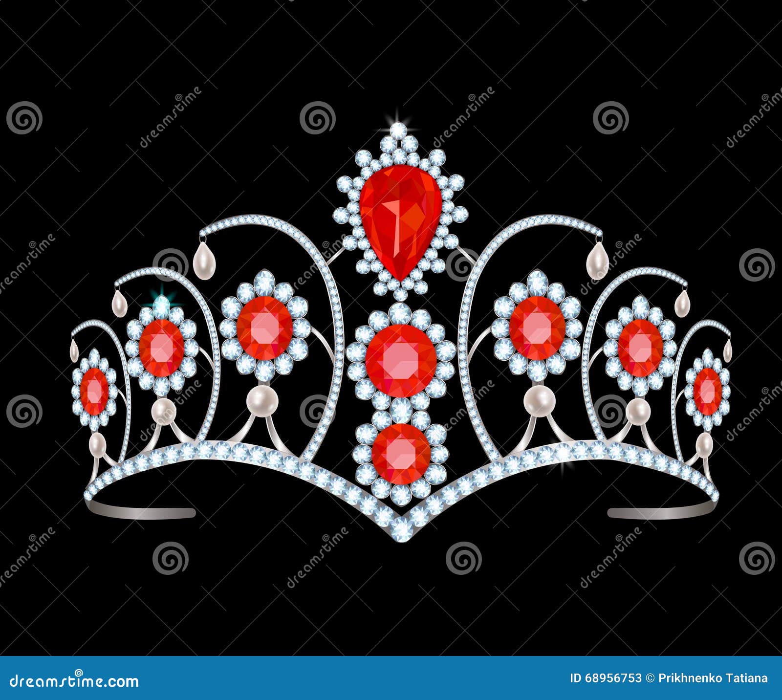 Tiara com rubis ilustração do vetor. Ilustração de diadema - 68956753
