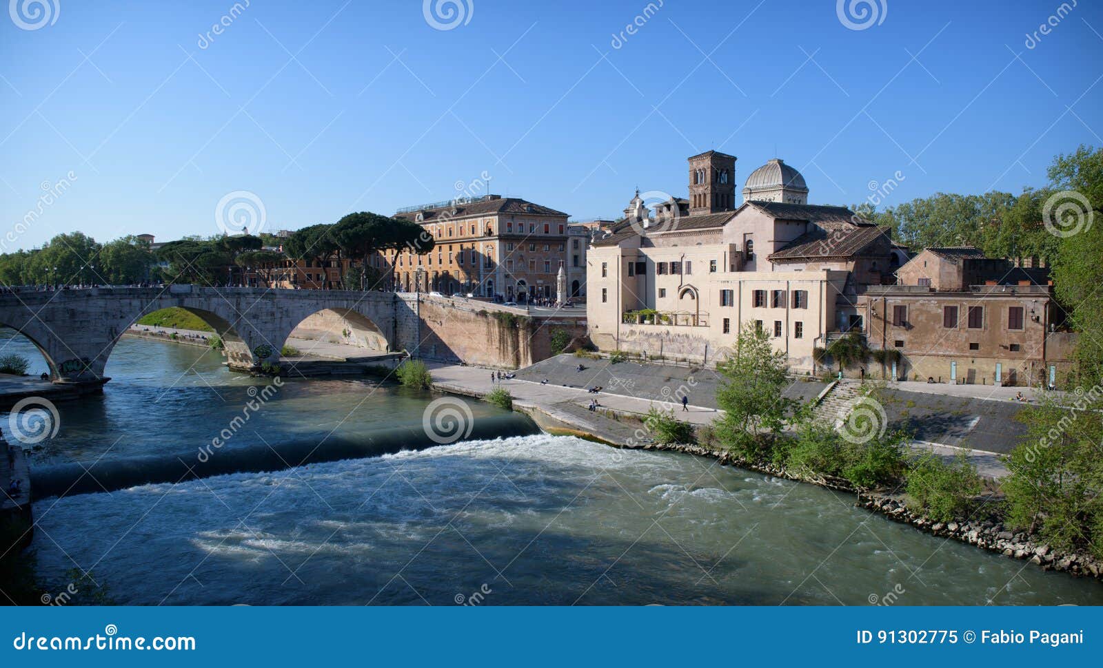 Tiber Island in Rome editorial image. Image of sunset - 91302775