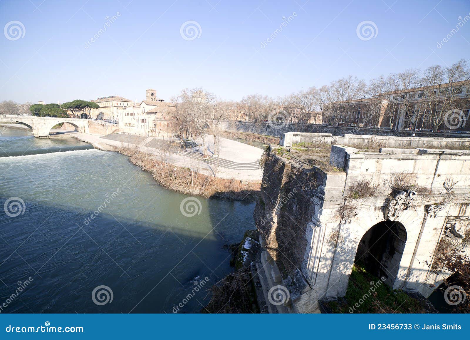 Tiber river. stock image. Image of bridge, stone, city - 23456733