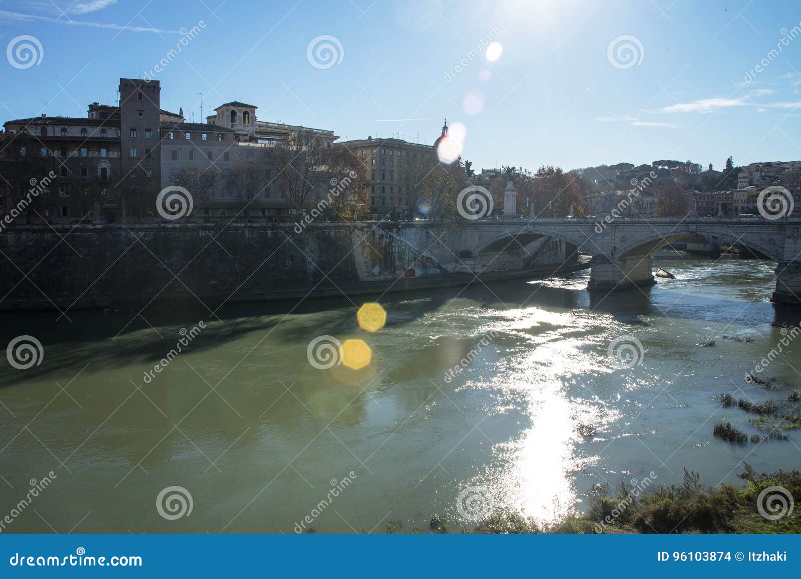 Tiber River and Bridge Ponte Umberto I in Rome Editorial Stock Image ...