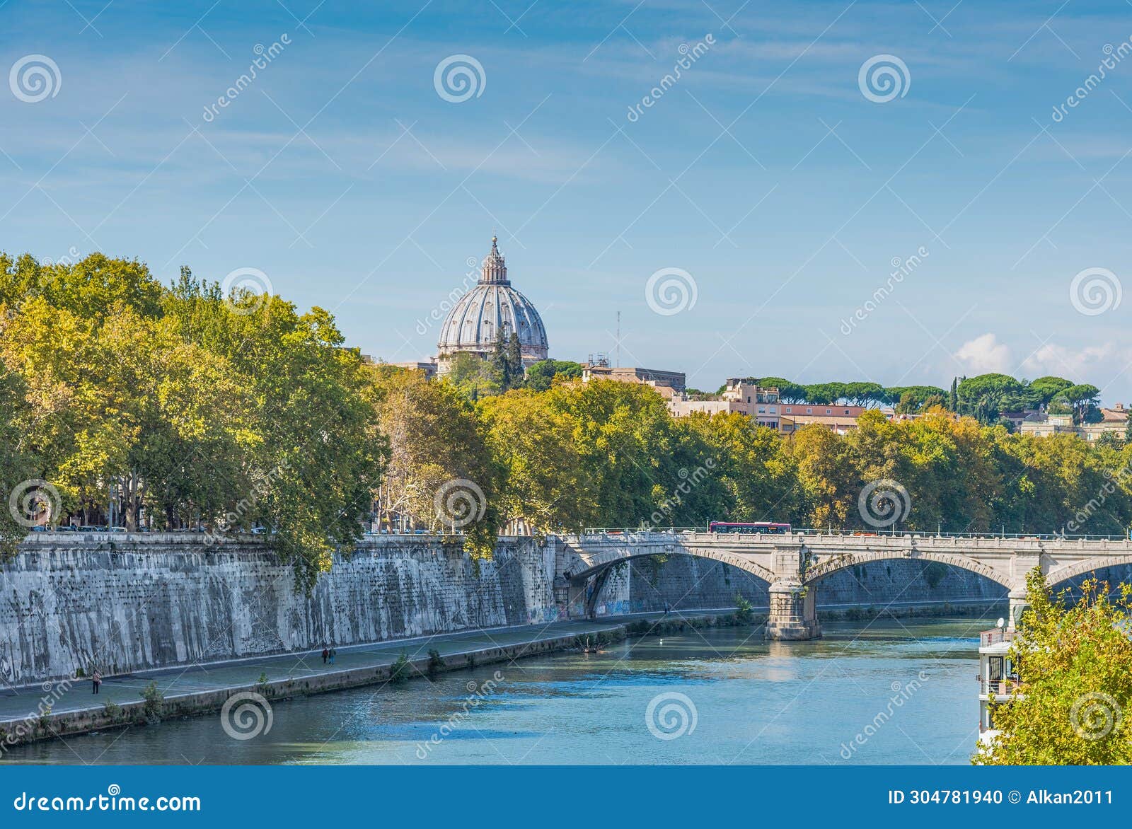Tiber River with Saint Peter S Dome on the Background Stock Photo ...