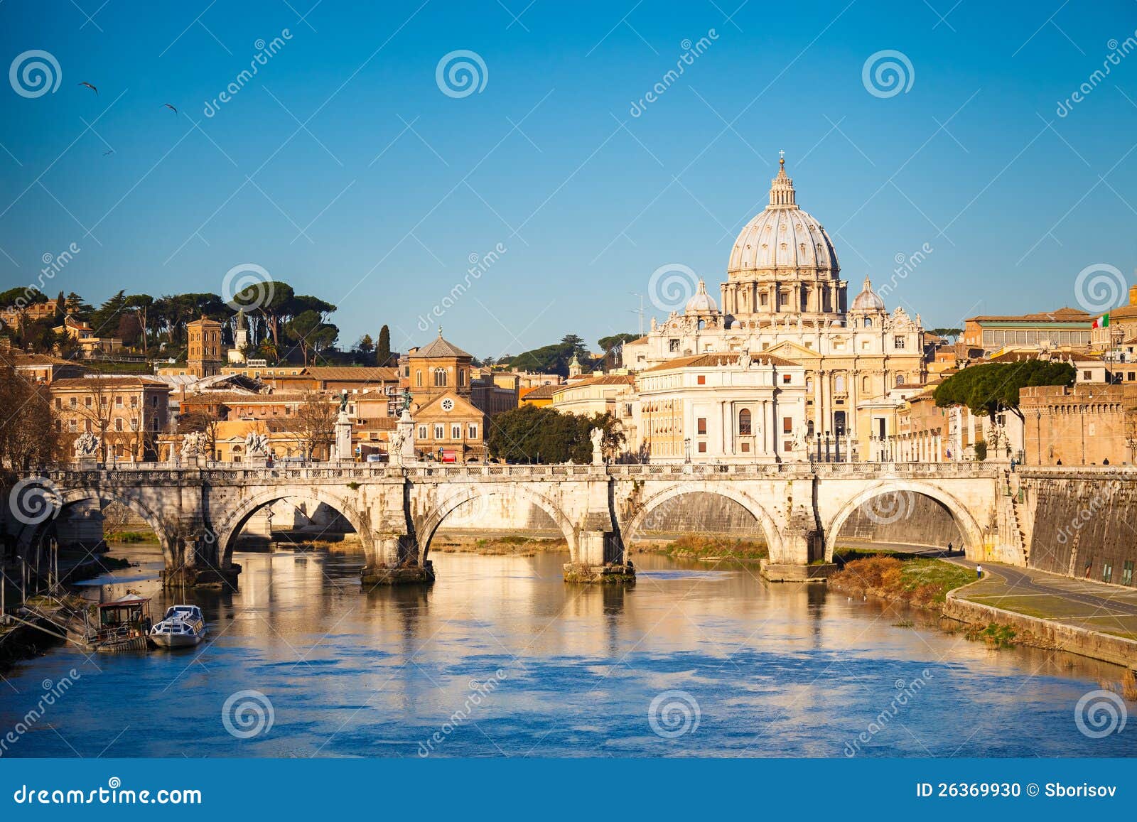 Tiber and St. Peter S Cathedral, Rome Stock Photo - Image of european ...