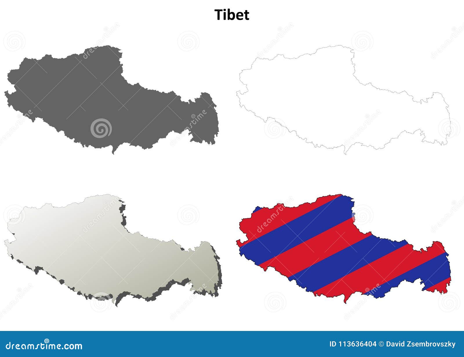 Tibet Outline Map Set - Tibetan Version Stock Vector - Illustration of ...