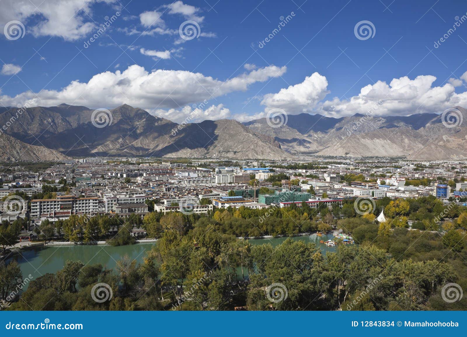 Tibet: city of Lhasa stock photo. Image of range, green - 12843834