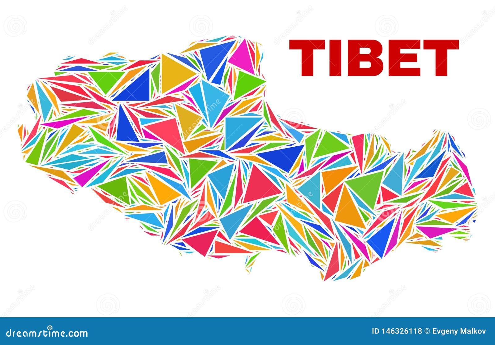 Tibet Map - Mosaic of Color Triangles Stock Vector - Illustration of ...