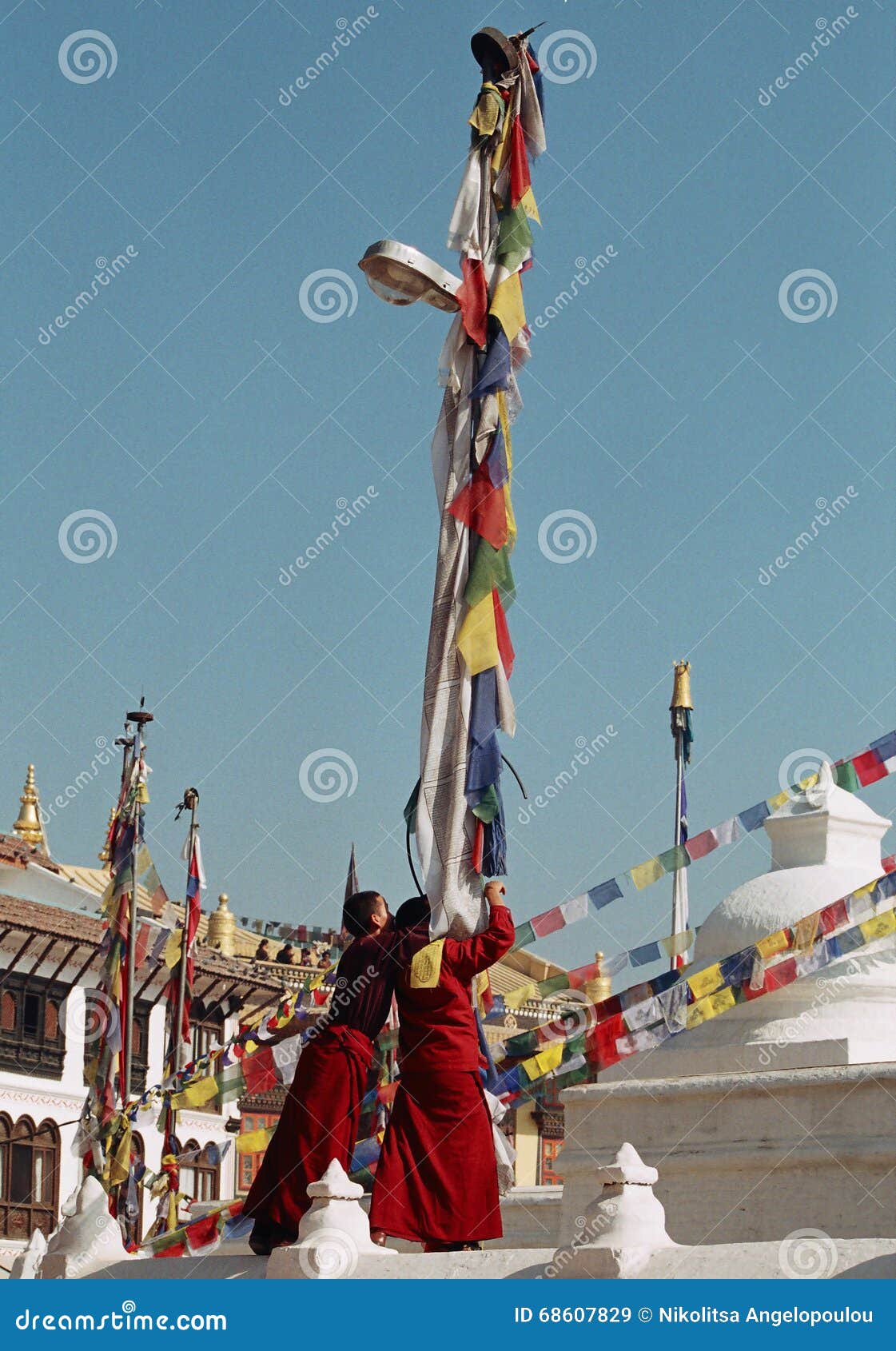 Tibet Monks editorial stock image. Image of travel, flags - 68607829