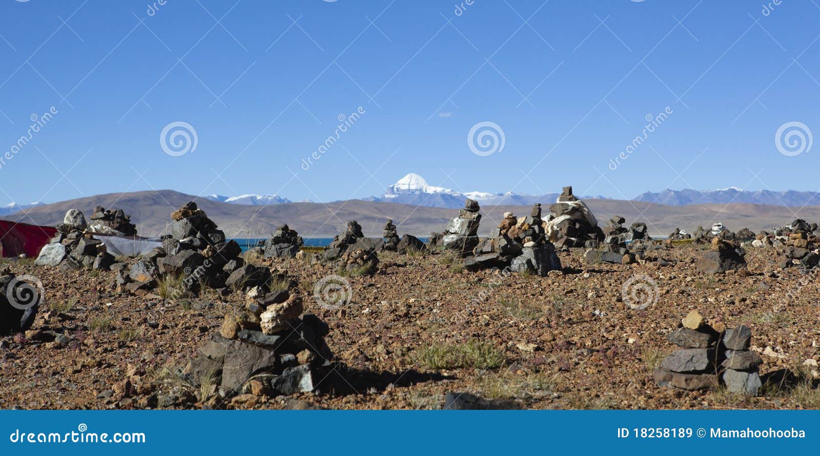Tibet: Praying Stones and Sacred Mountain Stock Image - Image of asian ...